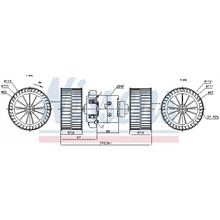 INTERNAL HEATER BLOWER MOTOR 0038300508, A0038300508 - Bison Parts