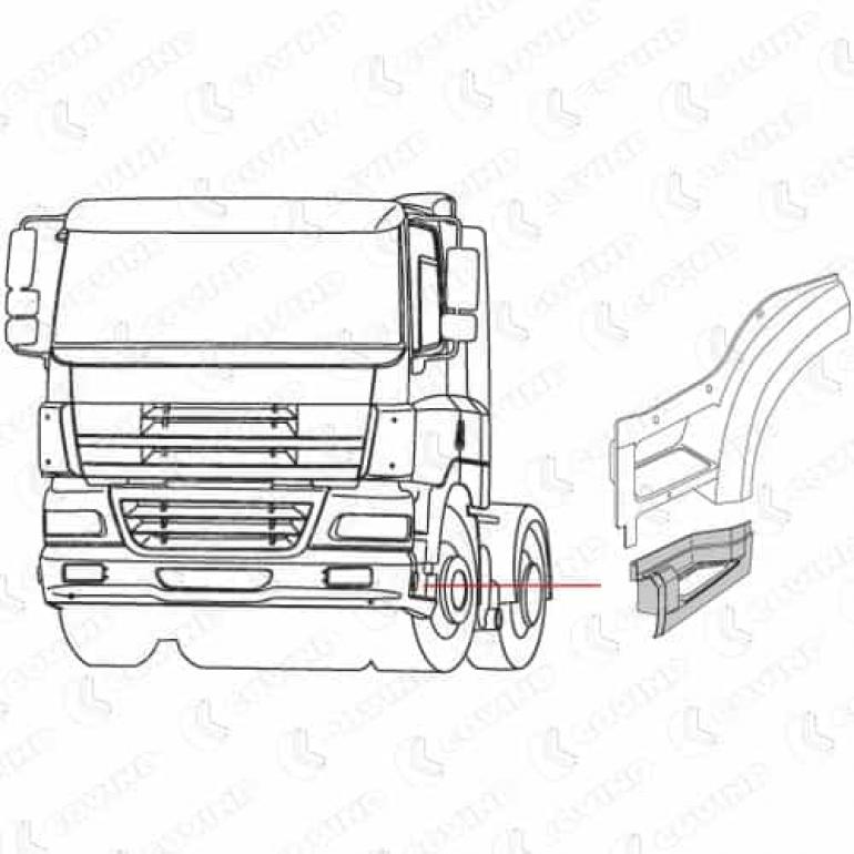 GREY LOWER STEP SURROUND PASSENGER SIDE LH 1440242 - Bison Parts