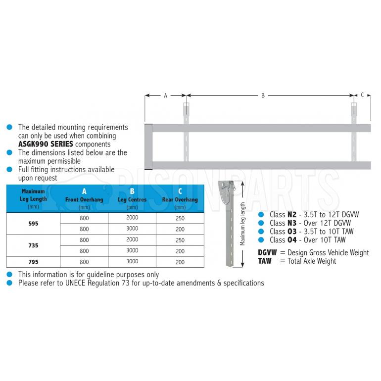 700MM UNIVERSAL SIDE GUARD RAIL HINGED SIDE ARM / LEG - Bison Parts