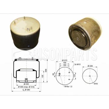 REAR SUSPENSION AIR SPRING ASSEMBLY 1794420 - Bison Parts