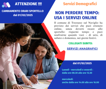 Servizi demografici: Nuovi orari dello sportello e servizi online ...