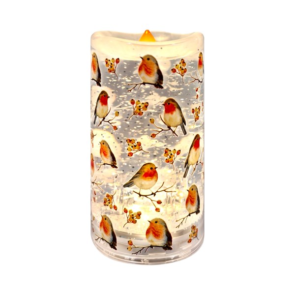 LED Robin Candle Spinner 15cm