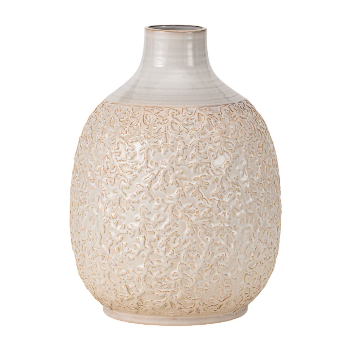 Dual Textured Ceramic Vase Cream 37cm