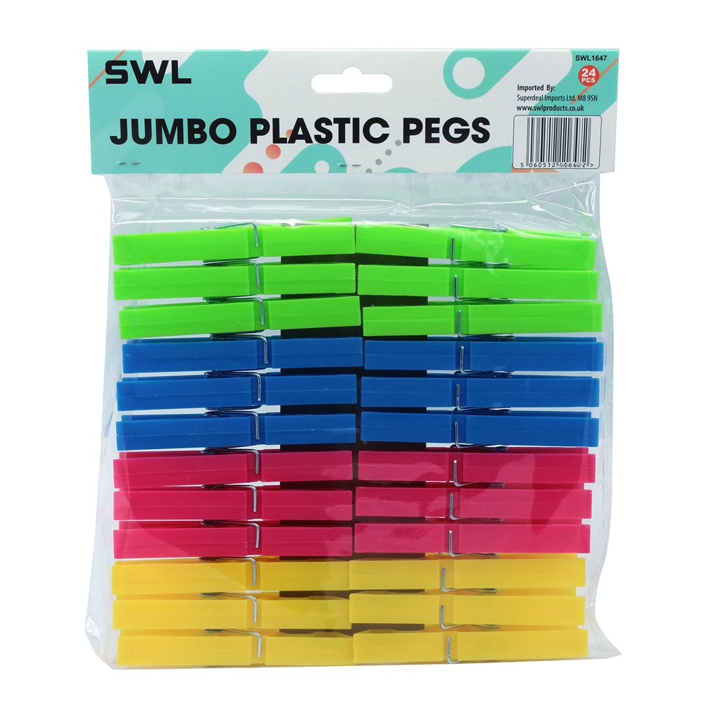 SWL - JUMBO PLASTIC PEGS - 24 PACK