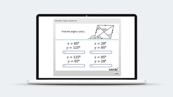 Angles in Parallel Lines Revision Quiz | Maths | tutor2u