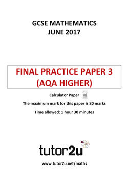 Suggested Topics for AQA GCSE Maths Paper 3 Higher… | Maths | tutor2u