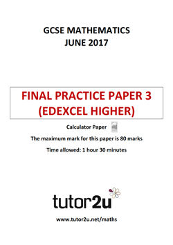 Suggested Topics for Edexcel GCSE Maths Paper 3… | Maths | tutor2u