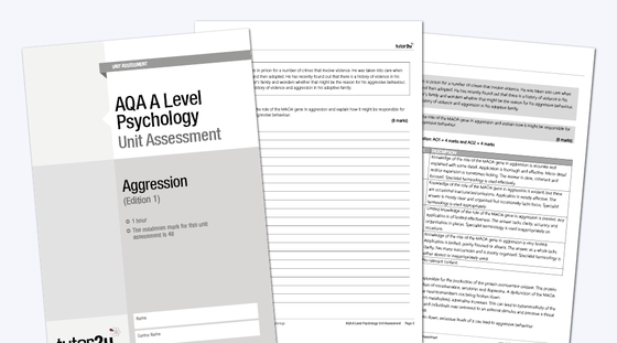 Aggression: Unit Assessment for AQA A Level… | Psychology | tutor2u
