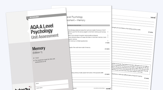 Memory AQA A Level Psychology Unit Assessment… | Psychology | tutor2u