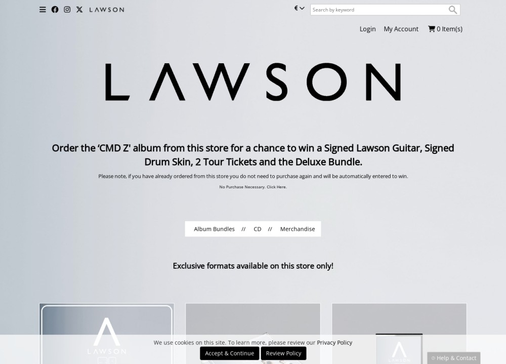Lawson Official Online Store : Merch, Music, Downloads & Clothing