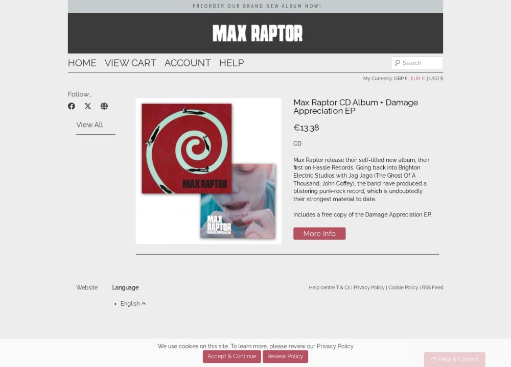 Max Raptor Official Online Store : Merch, Music, Downloads & Clothing