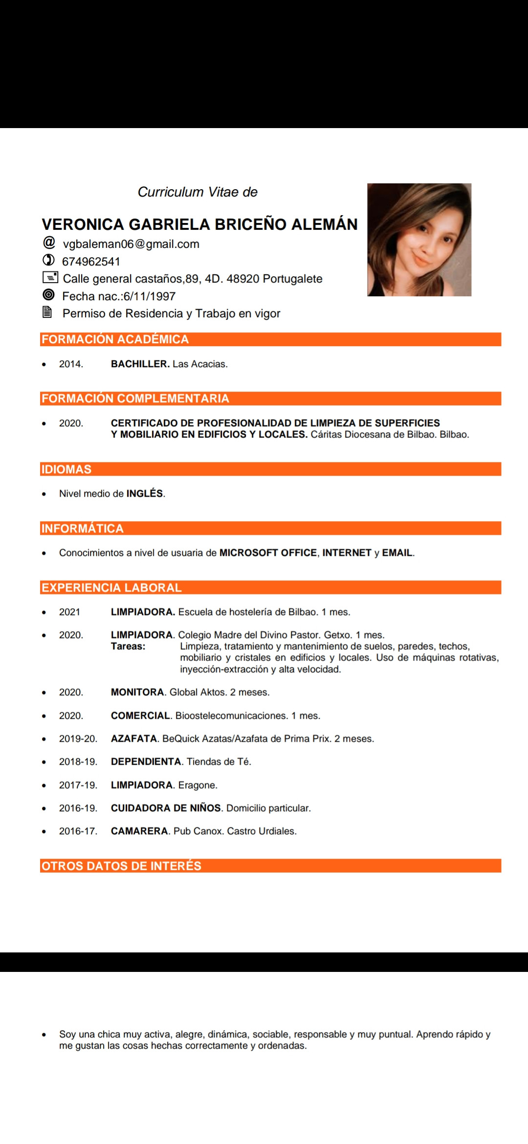 Veronica Alemán, Limpiadora - Trabeja.com