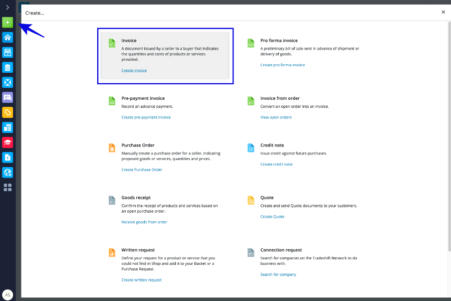 TRADESHIFT - How do I create an invoice?