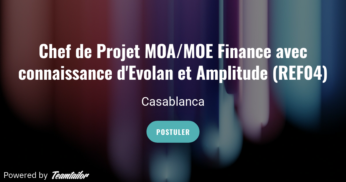 Chef de Projet MOA/MOE Finance avec connaissance d'Evolan et Amplitude ...