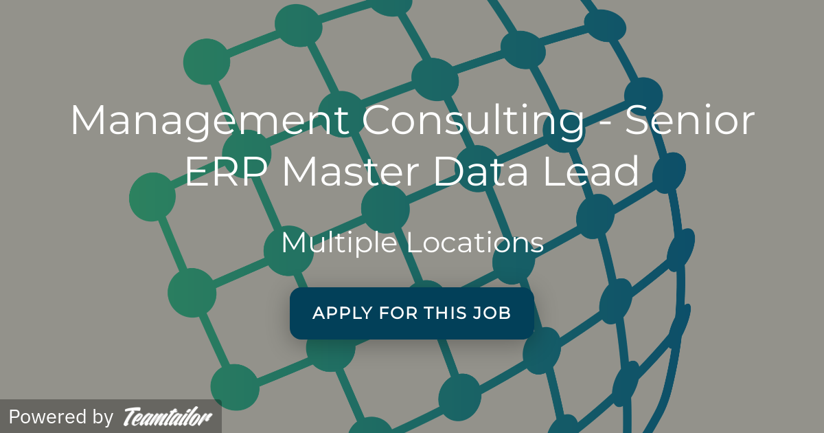 Management Consulting - Senior ERP Master Data Lead - Blue Skies Consulting