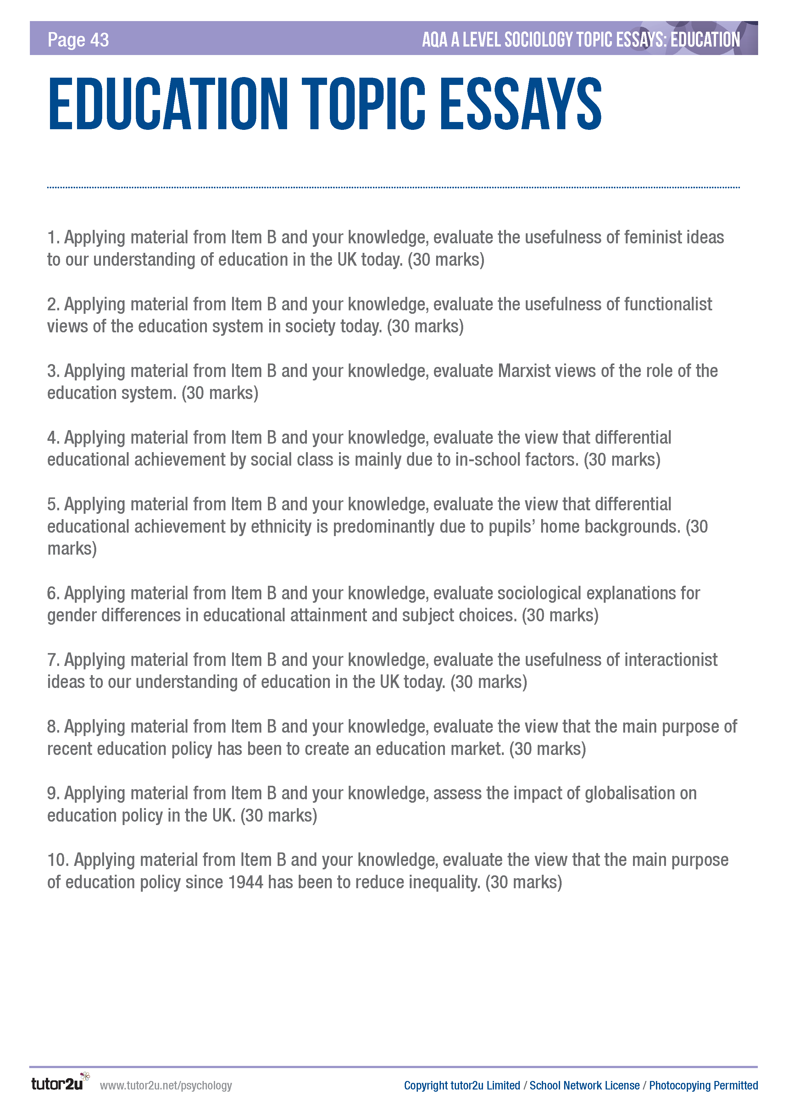 Sociology Essay Topics