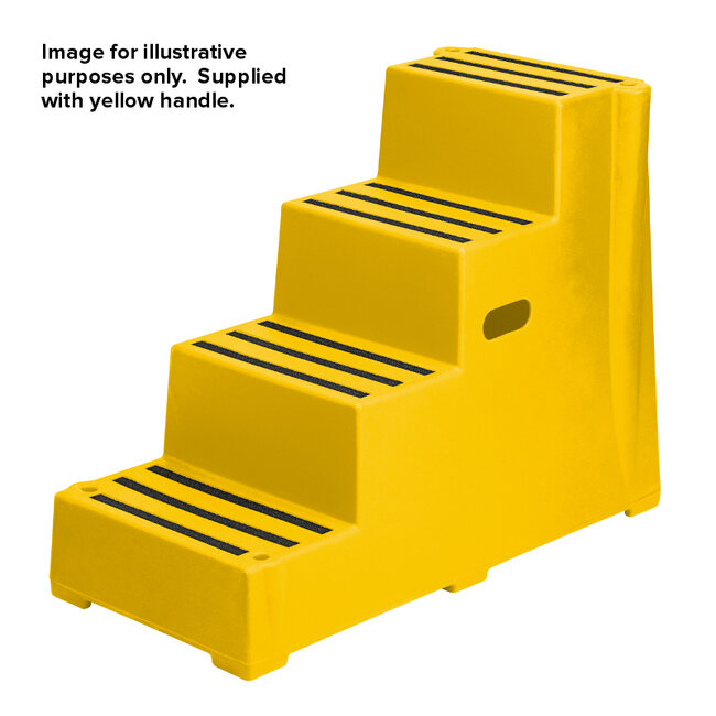 Safety step - yellow, 4 steps, c/w handrail - Klipspringer