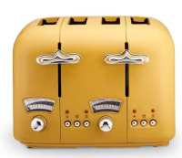 DELONGHI ARGENTO SILVA YELLOW 4 SLICE TOASTER - toplineconnolly