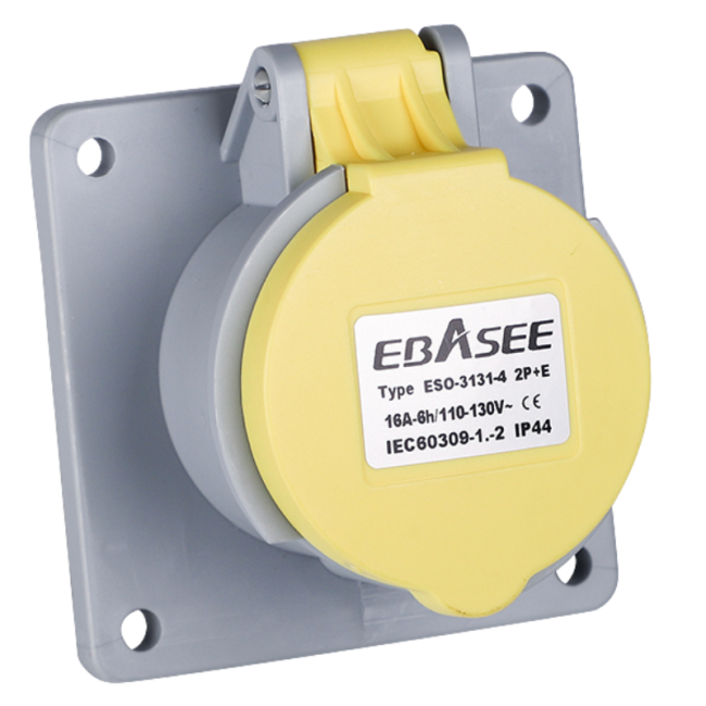Ebasee CEE IP44 Panel Mounted Socket 3X16A 110V Yellow - CESCO