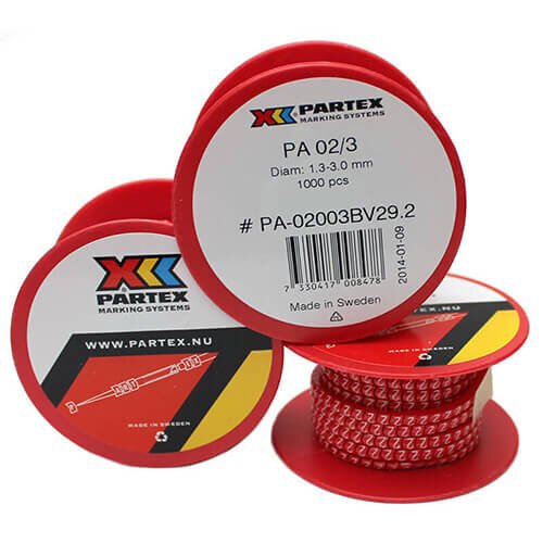 Partex PA 02/3 White 2 on Red Coloured Cable Marker (1000) - CSE ...