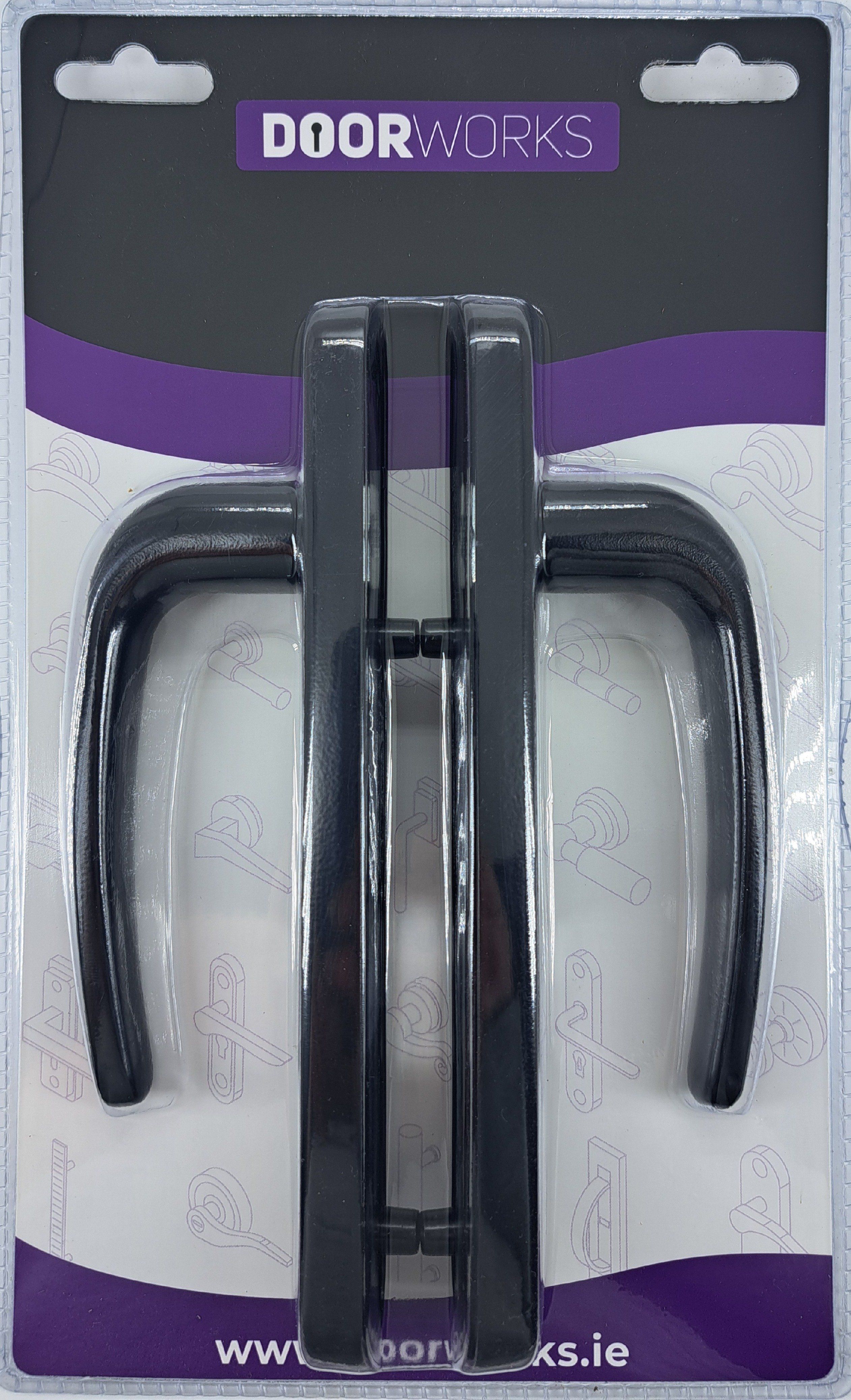 DW Short Backplate Door Handle Black 92/120mm - Goodwins