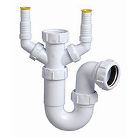 Multikwik Washing Machine 'P' Trap Double Spigot 40mm 1.5inch - Goodwins