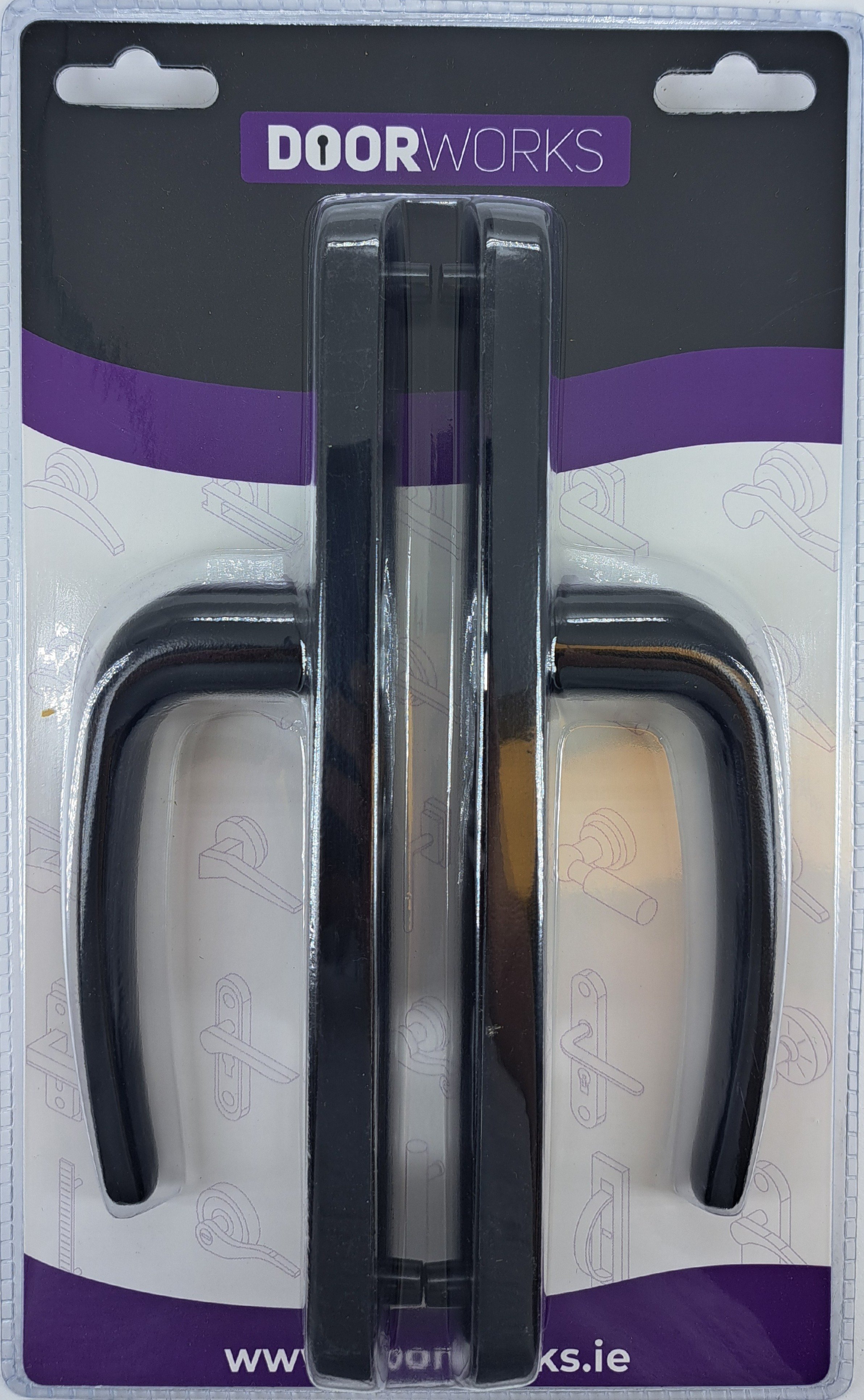 DW Long Backplate Door Handle Black 92/210mm - Goodwins