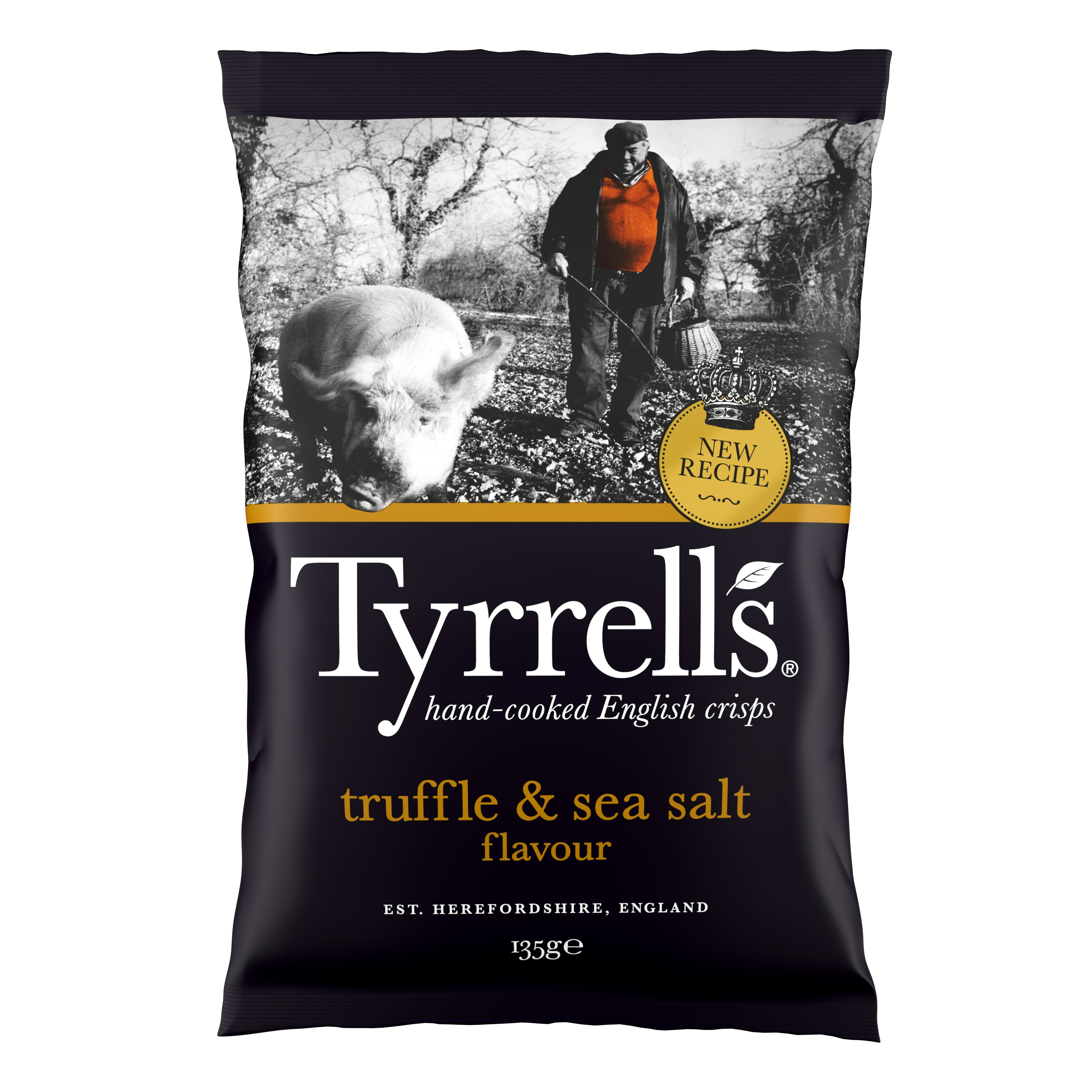 Tyrrells Potato Crisps - Truffle and Sea Salt X 8 X 135g - cnfoods