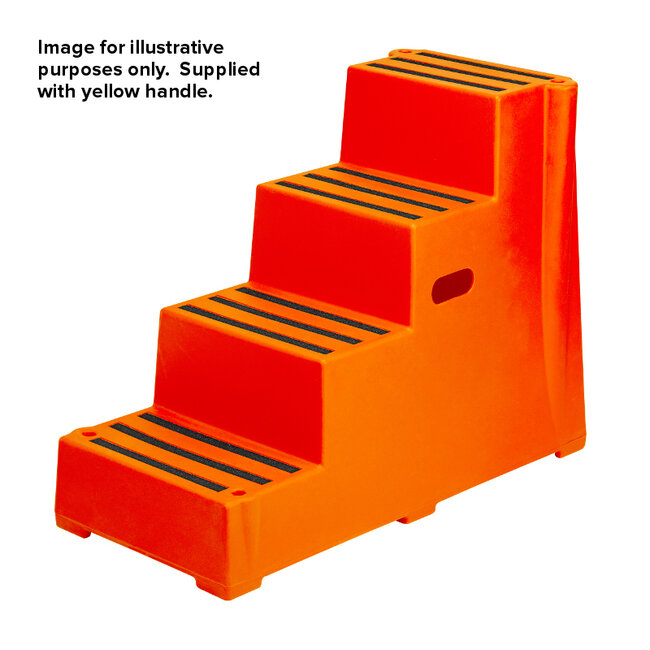 Safety step - orange, 4 steps, c/w yellow handrail - Klipspringer
