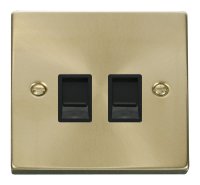 Deco Satin Brass RJ45 Twin Data Outlet | VPSB118BK | In Stock - Wesco