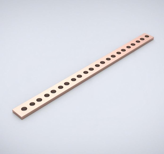 NS750 nVent Hoffman PE bar 750x12x3, Flat copper bar with 50 holes ...