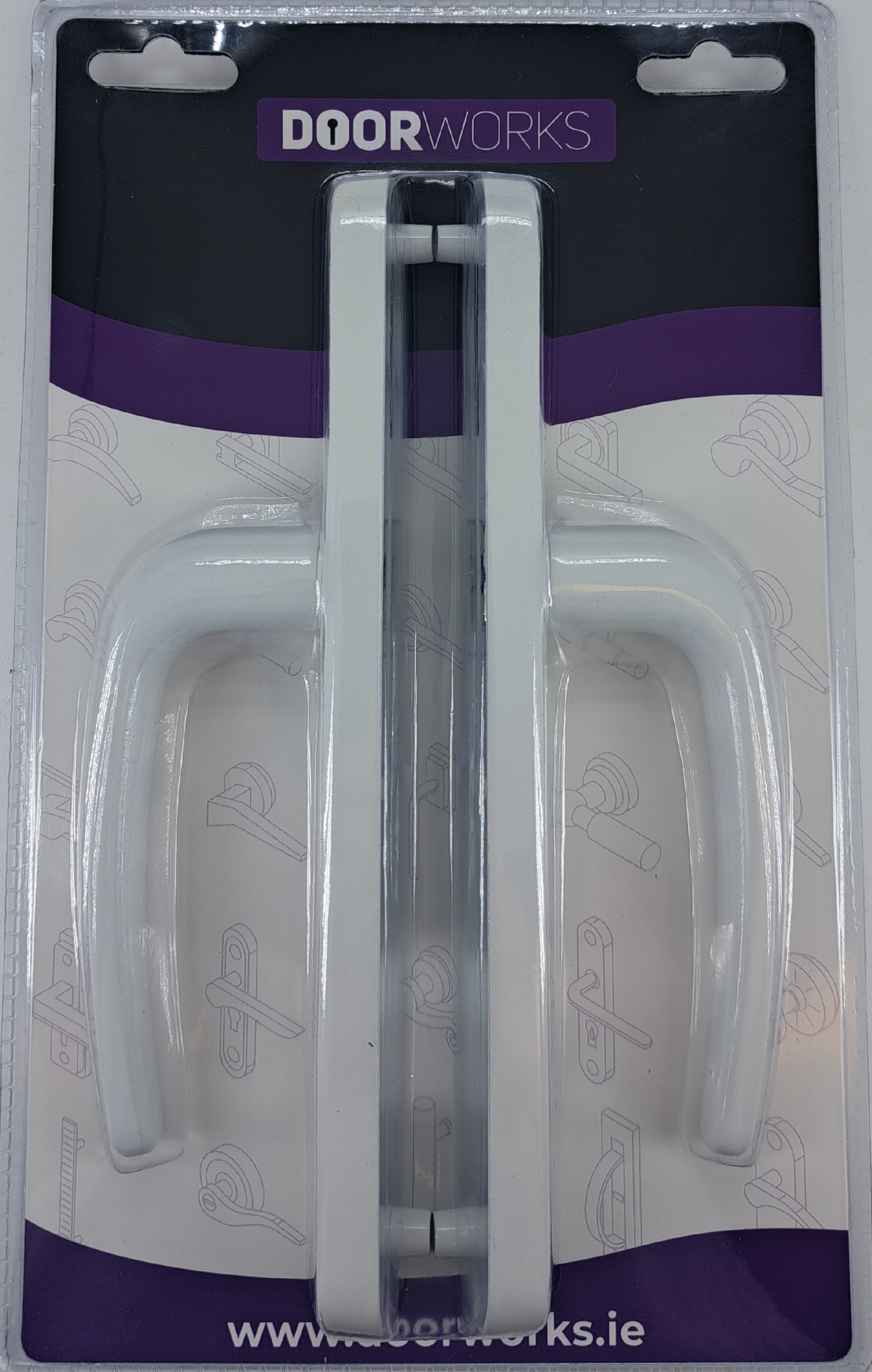 DW Long Backplate Door Handle White 92/210mm - Goodwins