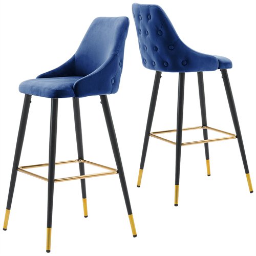 Modern Blue Bar Stool | Ava Bar Stool in Navy Blue with Chrome Base ...