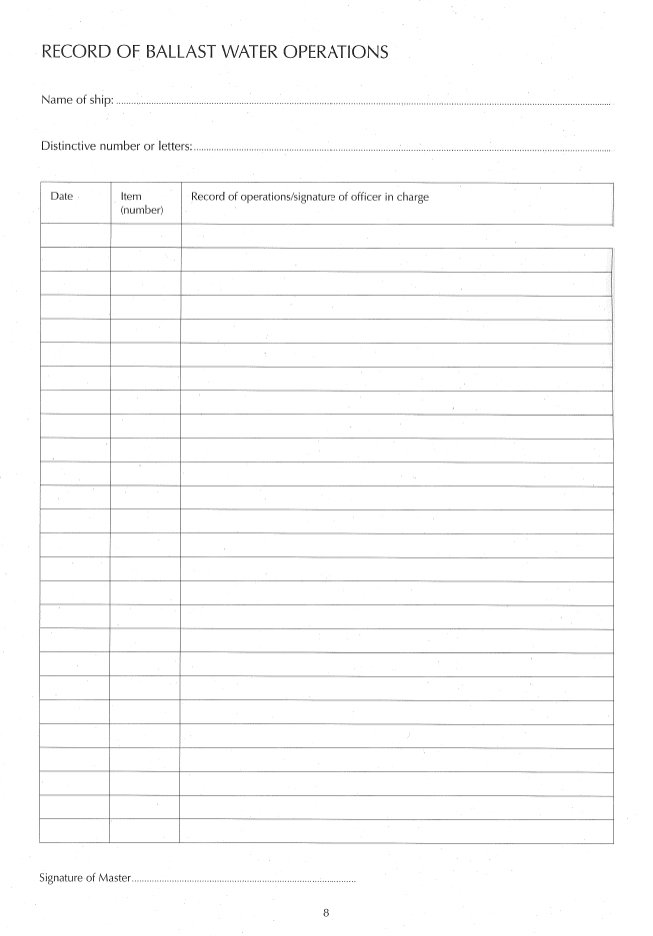 Ballast Water Record Book - toddnavigation