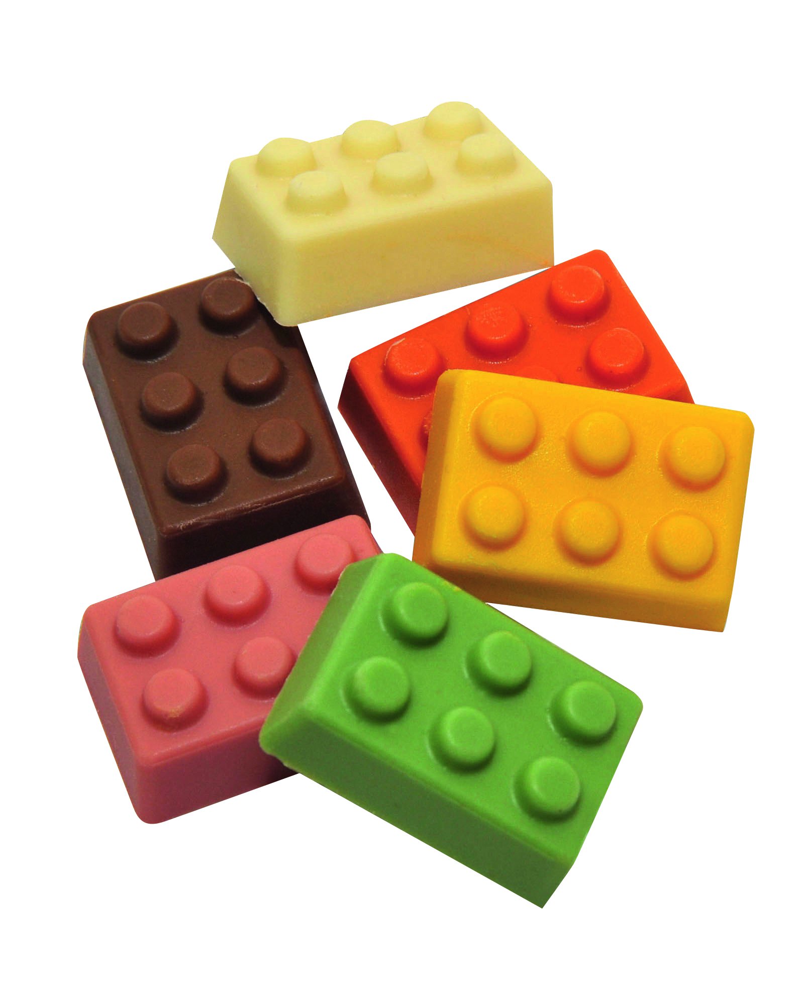 Building blocks - coloured solid milk and white choc - appr 96pcs - 1kg ...
