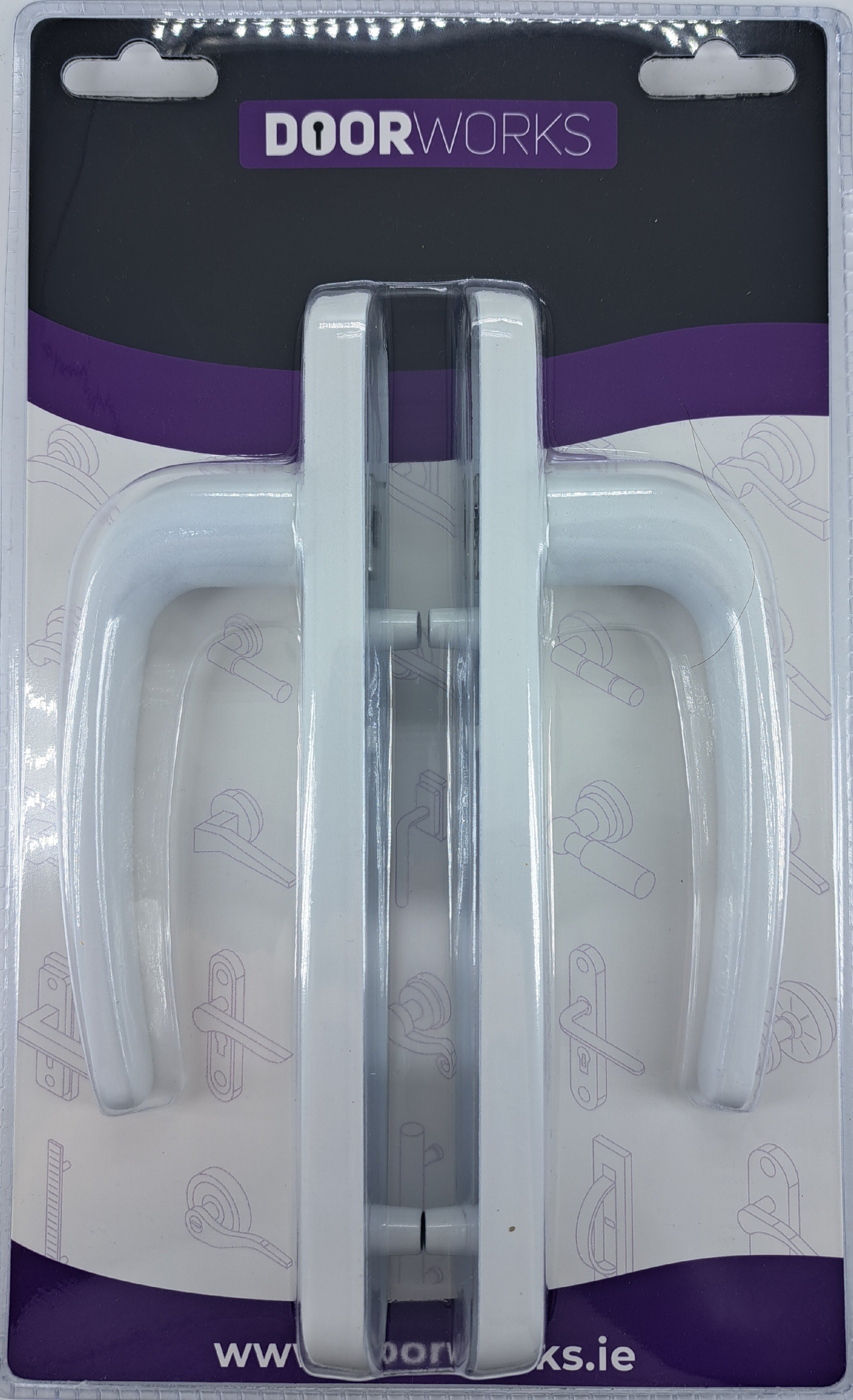 DW Short Backplate Door Handle White 92/120mm - Goodwins