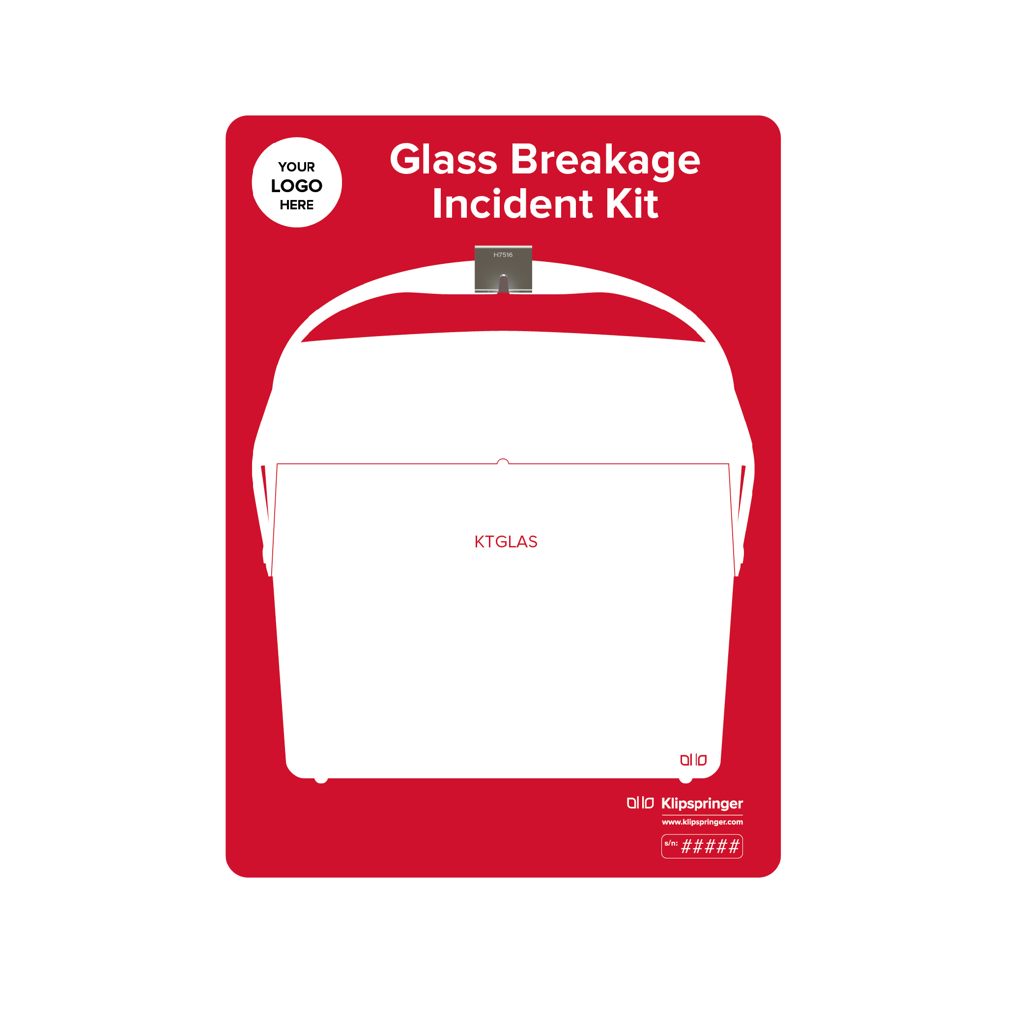 Glass Breakage Spillage Kit Shadow Board, Red - Klipspringer