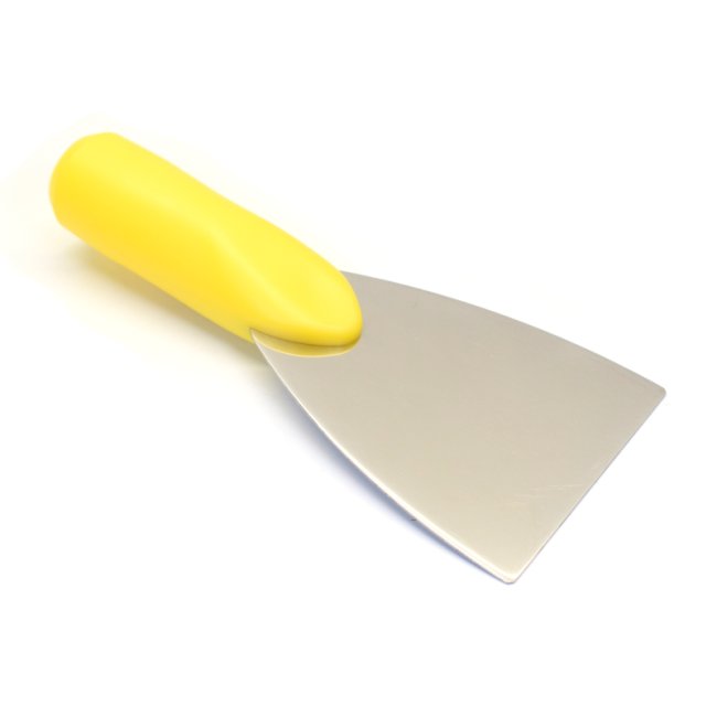 Narrow scraper - threaded - stiff s/s blade, 80 mm, yellow - Klipspringer