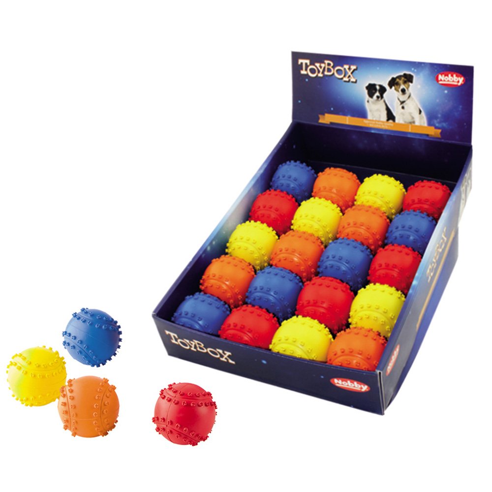Nobby Rubber Ball With Knobs Assorted Colours 6.5cm Display Case 20pcs ...