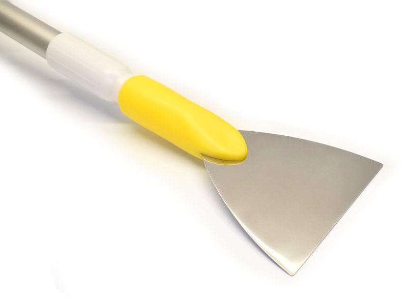 Narrow scraper - threaded - stiff stainless steel blade, 120 mm, yellow ...