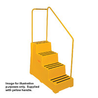 Safety step - blue, 4 steps, c/w yellow handrail - Klipspringer