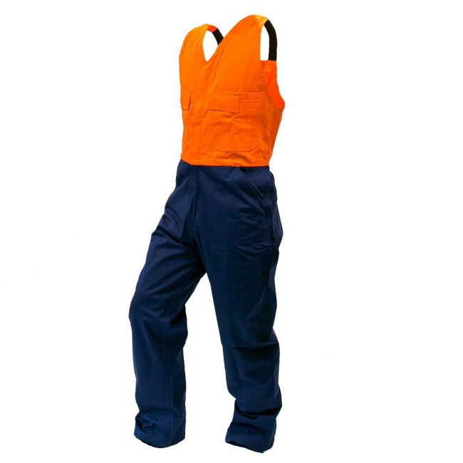 Action Cotton Bib Overalls, DO, Orange/Navy - eskosafety