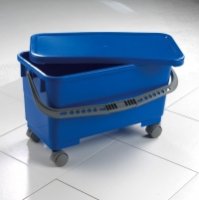 Window Cleaning Oblong Bucket Blue with Lid & Castors 24L - baileyhygiene