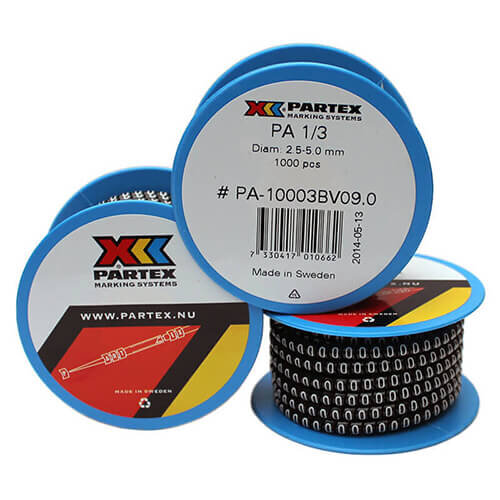 Partex PA 1/3 White 0 on Black Coloured Cable Marker (1000) - CSE ...