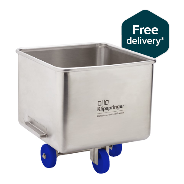 200ltr Stainless Steel EuroBin - Blue Wheels | Heavy Duty Container ...