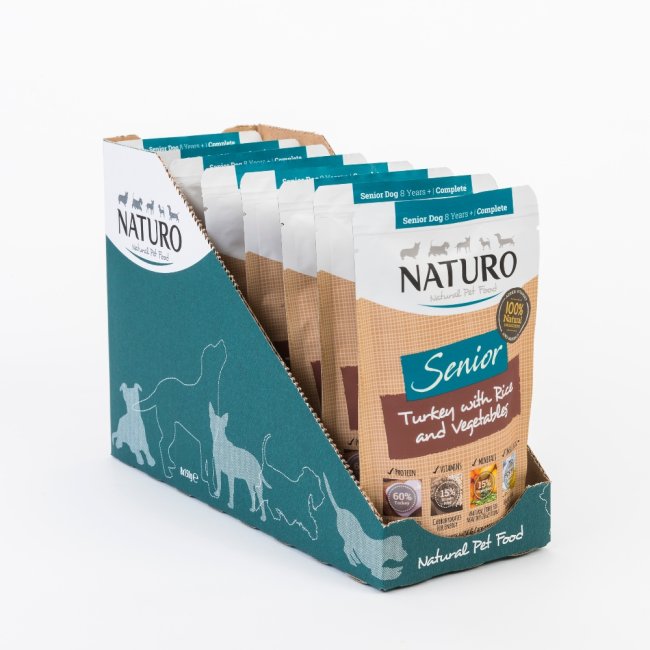 Naturo Senior Dog Turkey with Rice & Veg Pouches 8 x 150g - AR Wholesale