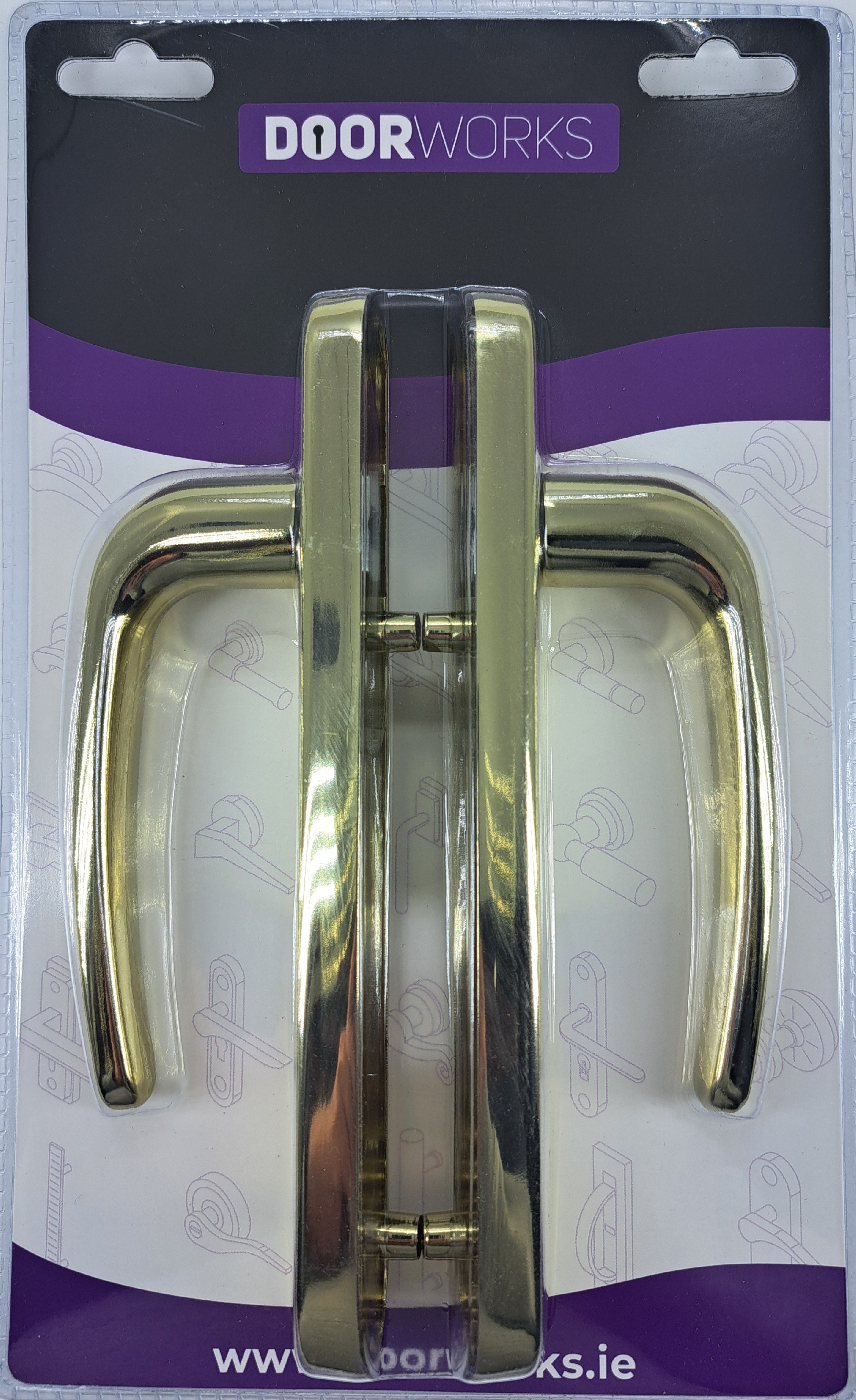 DW Short Backplate Door Handle Gold 92/120mm - Goodwins