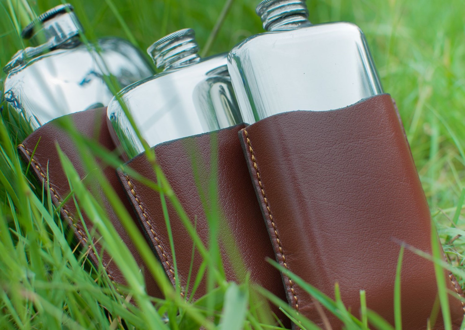 Brown Leather Pouch to fit 3oz pocket flasks