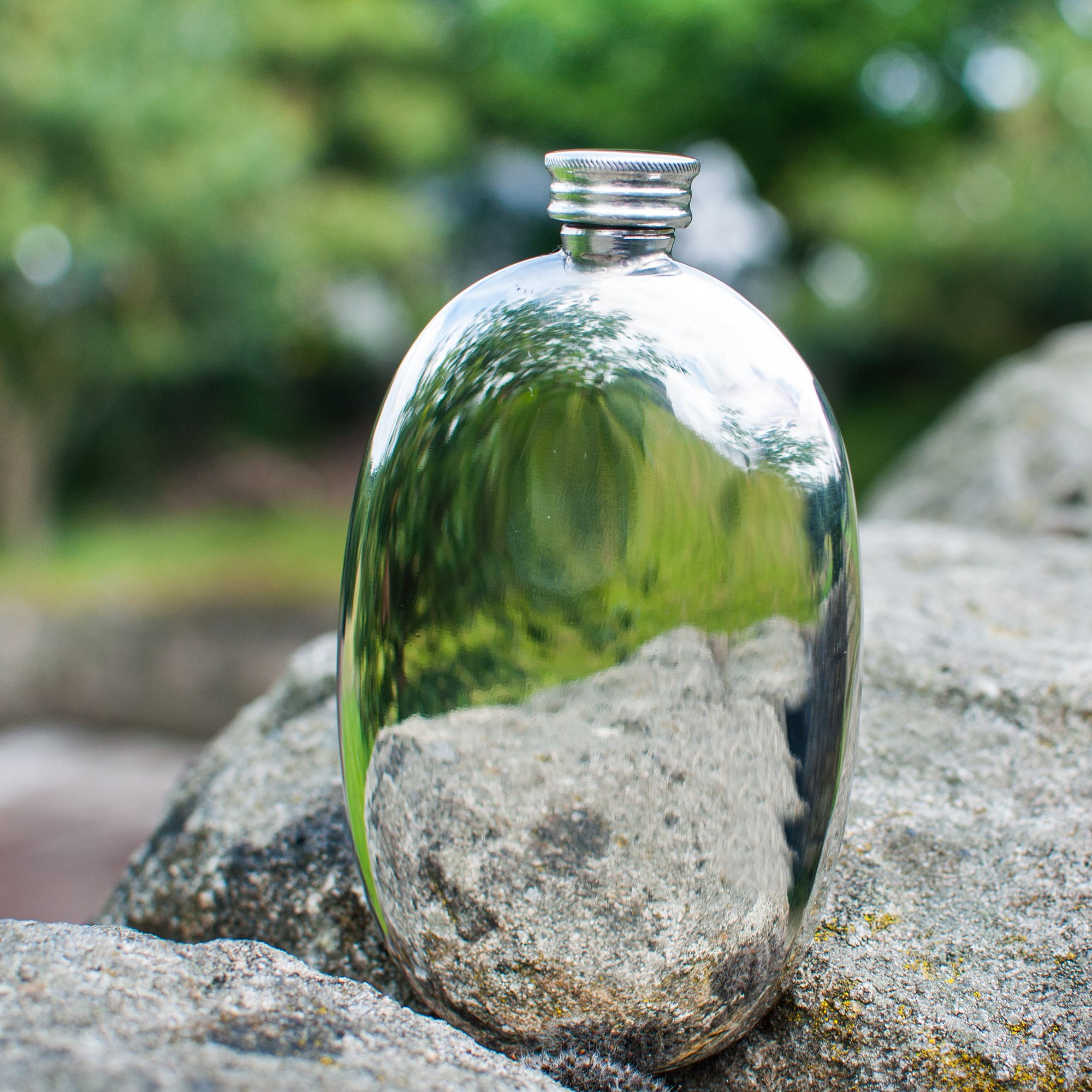 Pewter Oval Pebble Flask