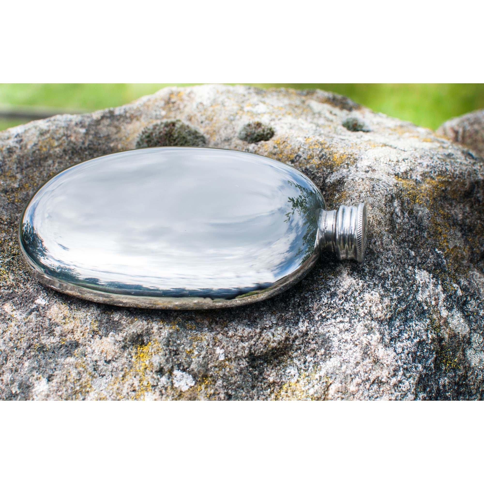 Pewter Oval Pebble Flask